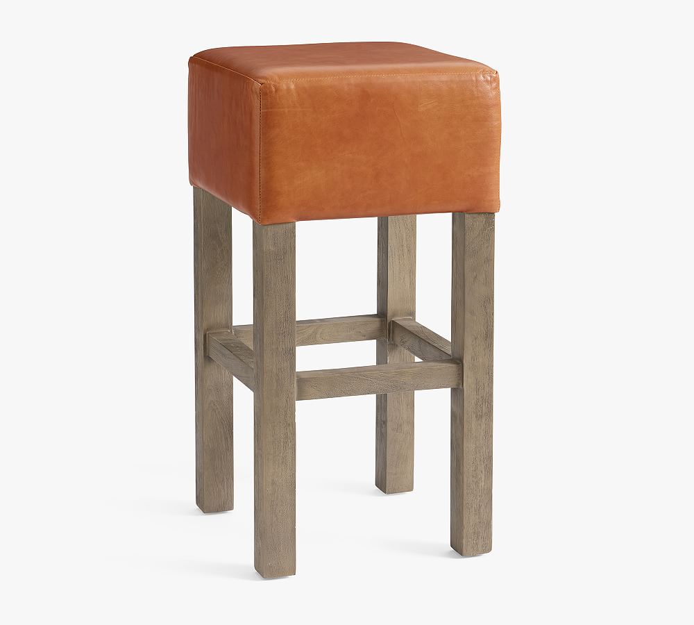 Arden Backless Leather Stool | Pottery Barn