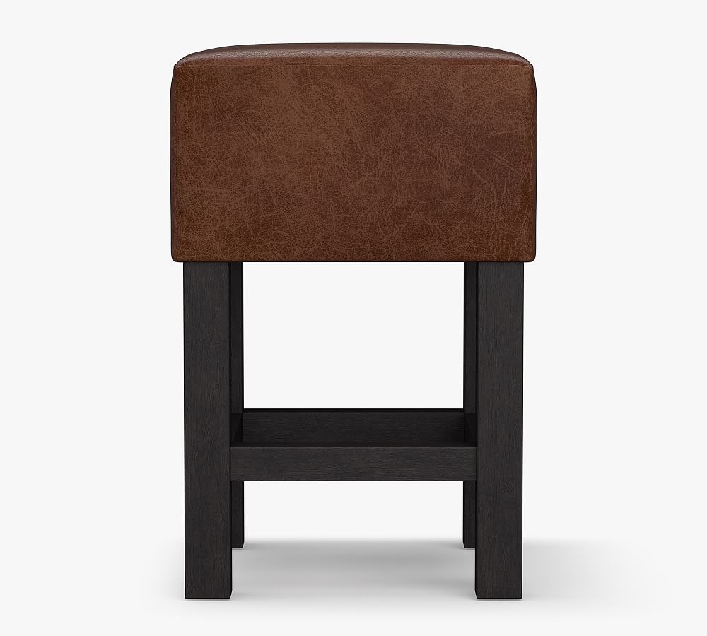 Arden Backless Leather Stool | Pottery Barn