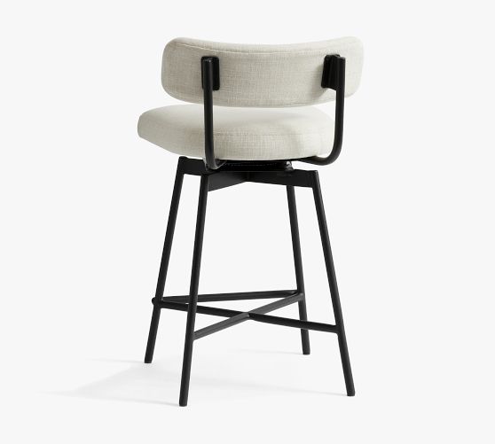 Maison Upholstered Low Back Swivel Stool | Pottery Barn