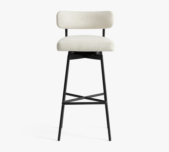 Maison Upholstered Low Back Swivel Stool | Pottery Barn