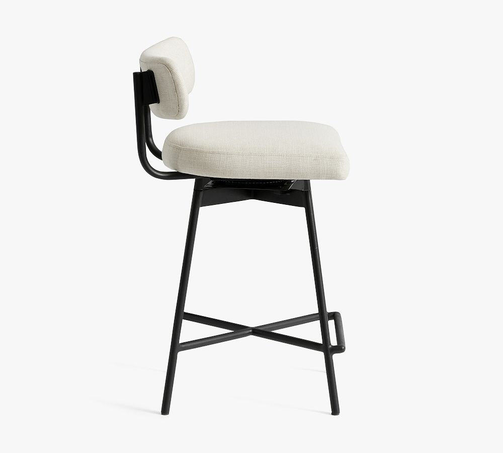 Maison Upholstered Low Back Swivel Stool | Pottery Barn