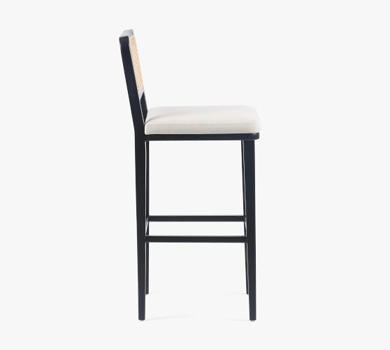 Lisbon Upholstered Cane Narrow Stool | Pottery Barn
