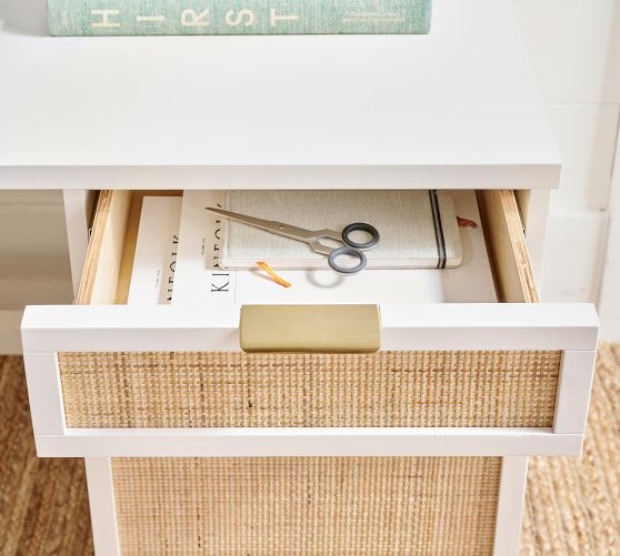 Westly Cane Single Cabinet Writing Desk | Pottery Barn