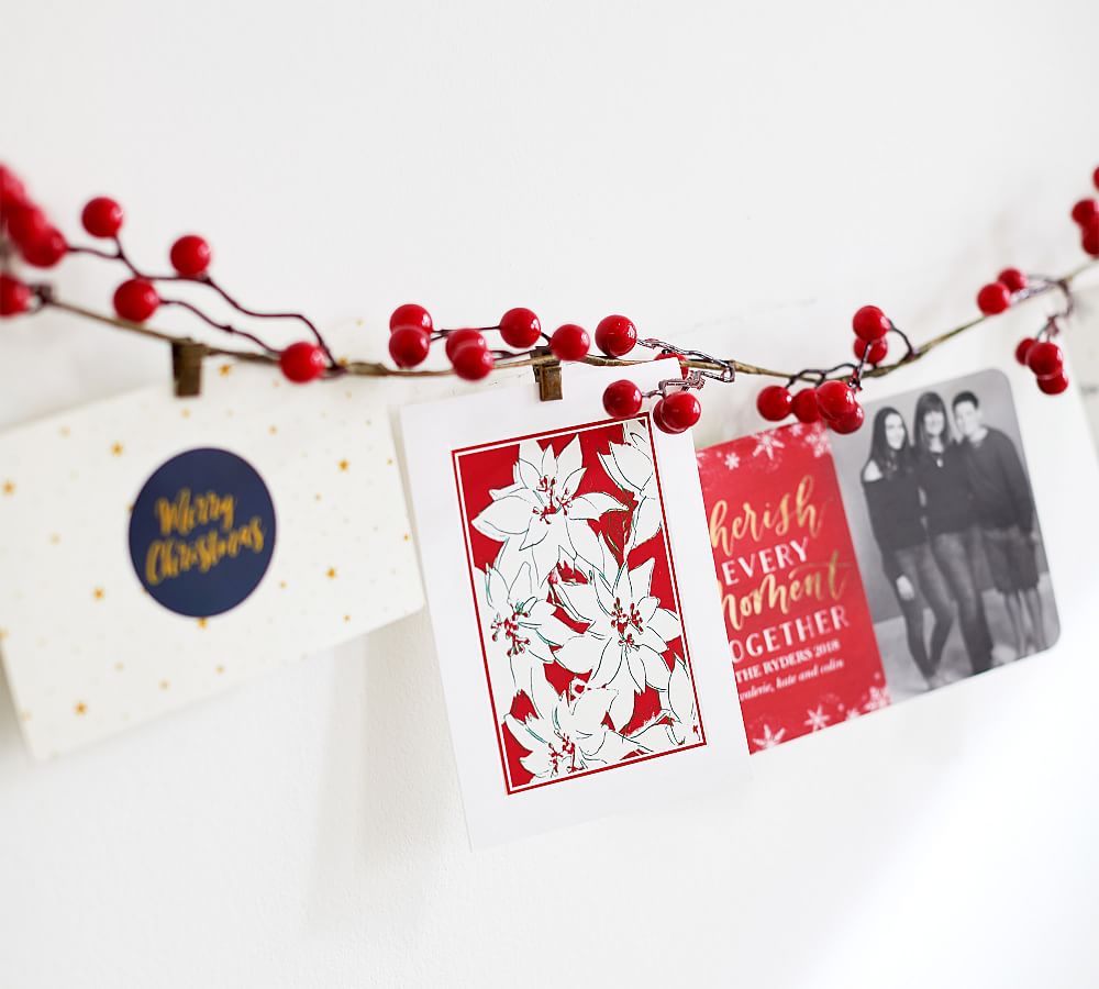 Berry Garland Christmas Card Holder | Pottery Barn