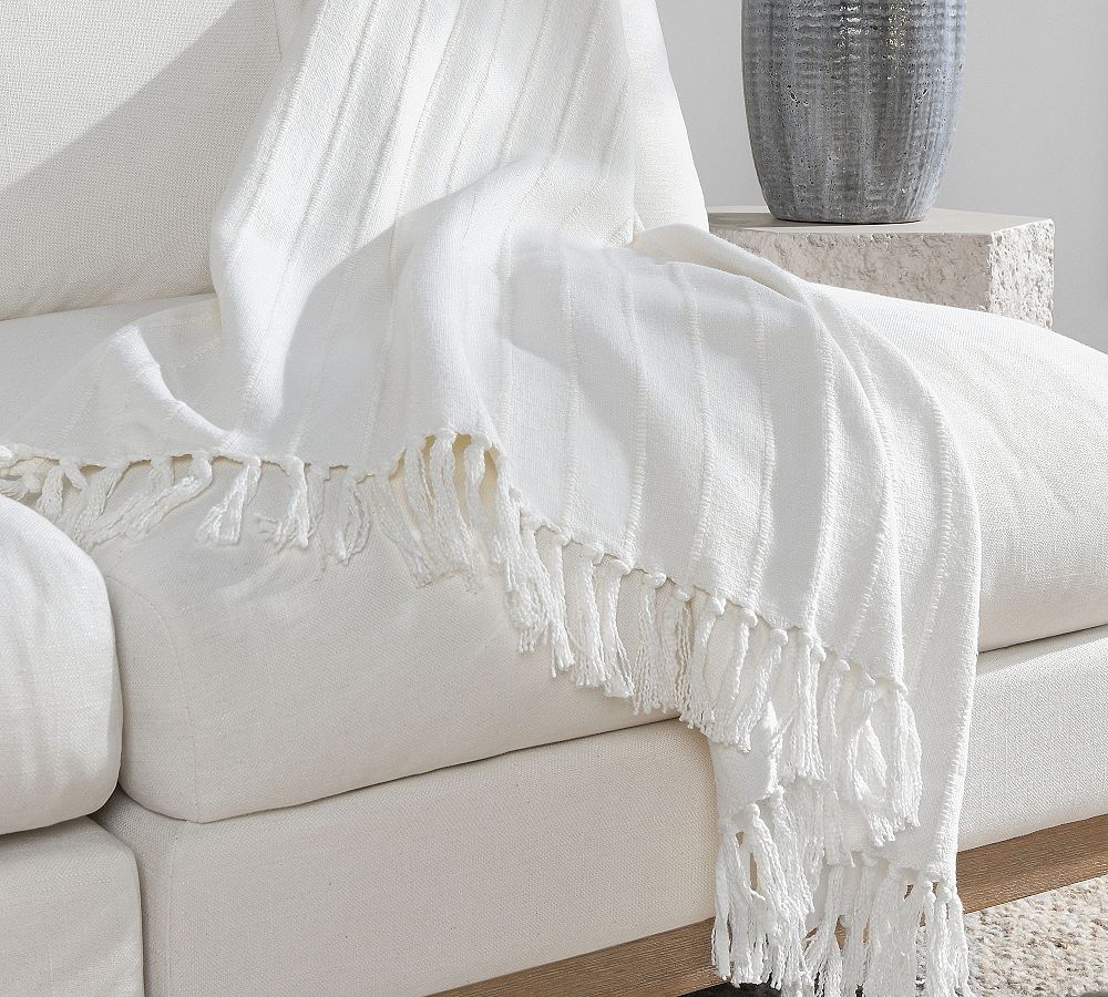 Busto Textured Striped Throw | Pottery Barn