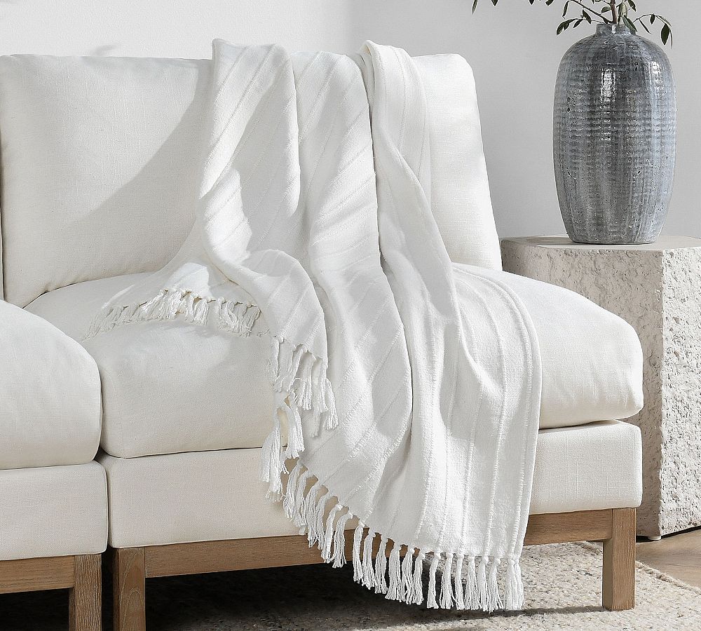 Busto Textured Striped Throw | Pottery Barn