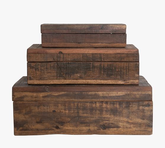 Reclaimed Wood Boxes - Set of 3 | Pottery Barn
