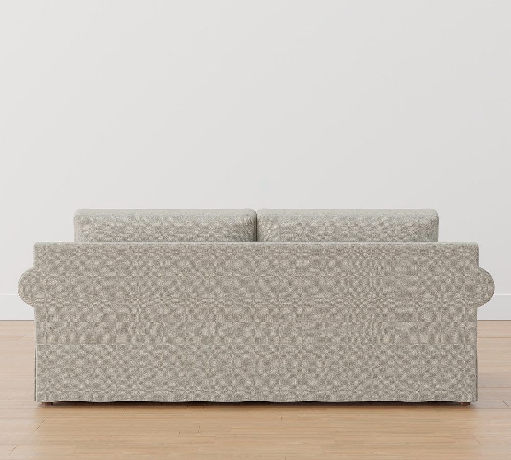 Shasta Roll Arm Slipcovered Sleeper Sofa with Reversible Storage Chaise ...