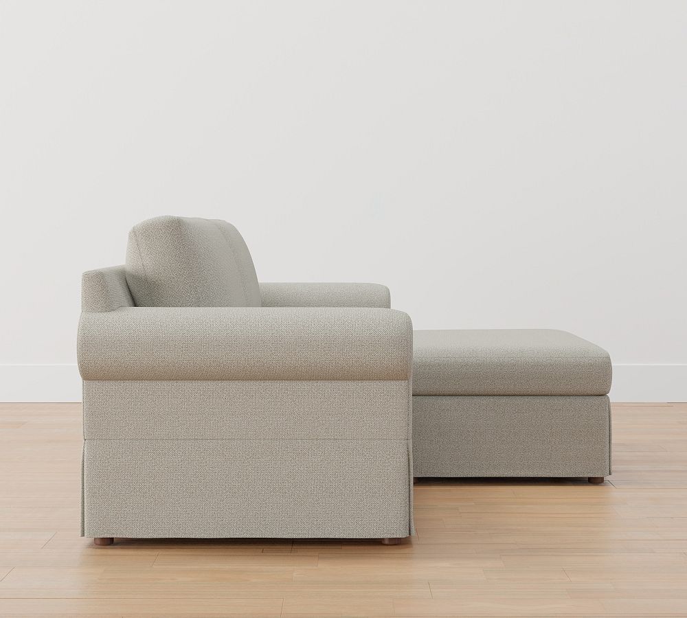 Shasta Roll Arm Slipcovered Sleeper Sofa with Reversible Storage Chaise ...