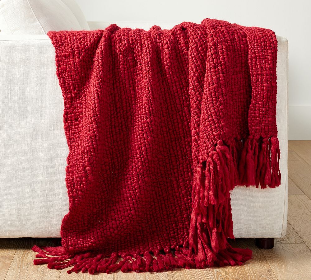 Textured Basketweave Knit Throw | Pottery Barn