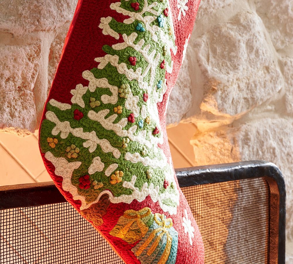 Holiday Icons Crewel Stockings | Pottery Barn