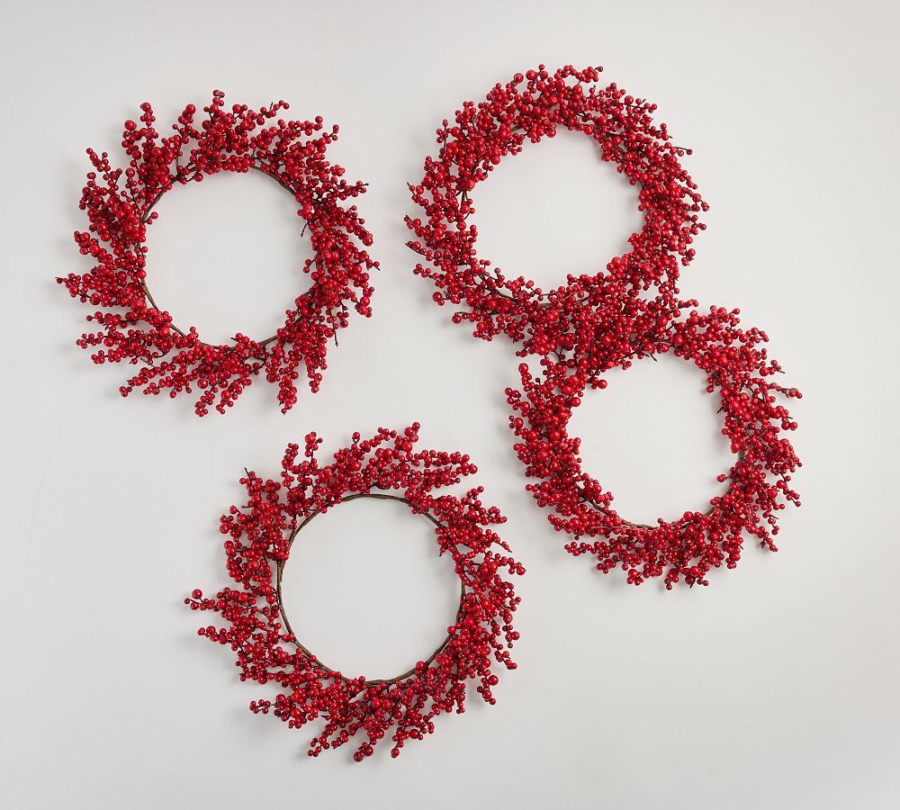 Red Berry Wreath Chargers | Pottery Barn