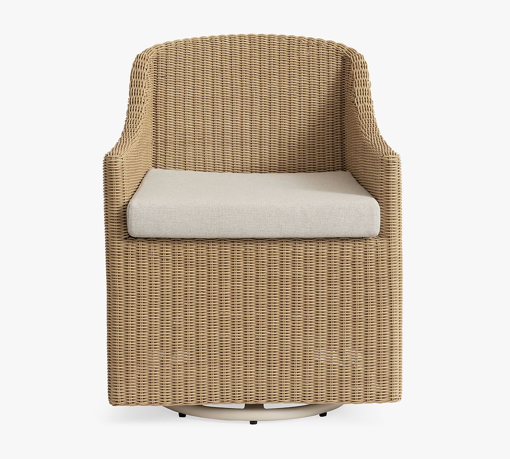 Hampton All-Weather Wicker Swivel Dining Chair | Pottery Barn