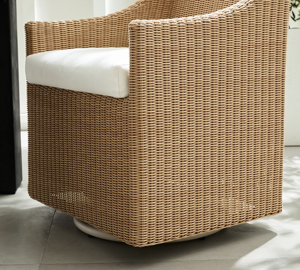 Hampton All-Weather Wicker Swivel Dining Chair | Pottery Barn