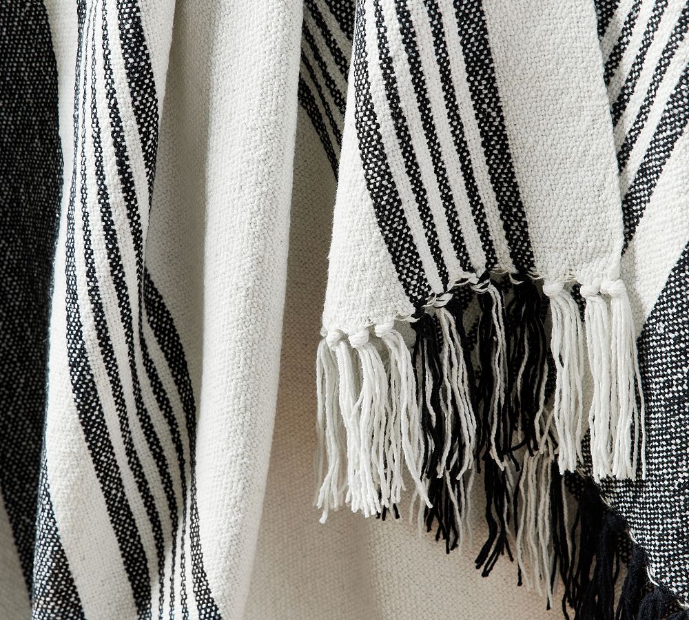 Modern Farmhouse Handwoven Striped Throw Blanket | Pottery Barn