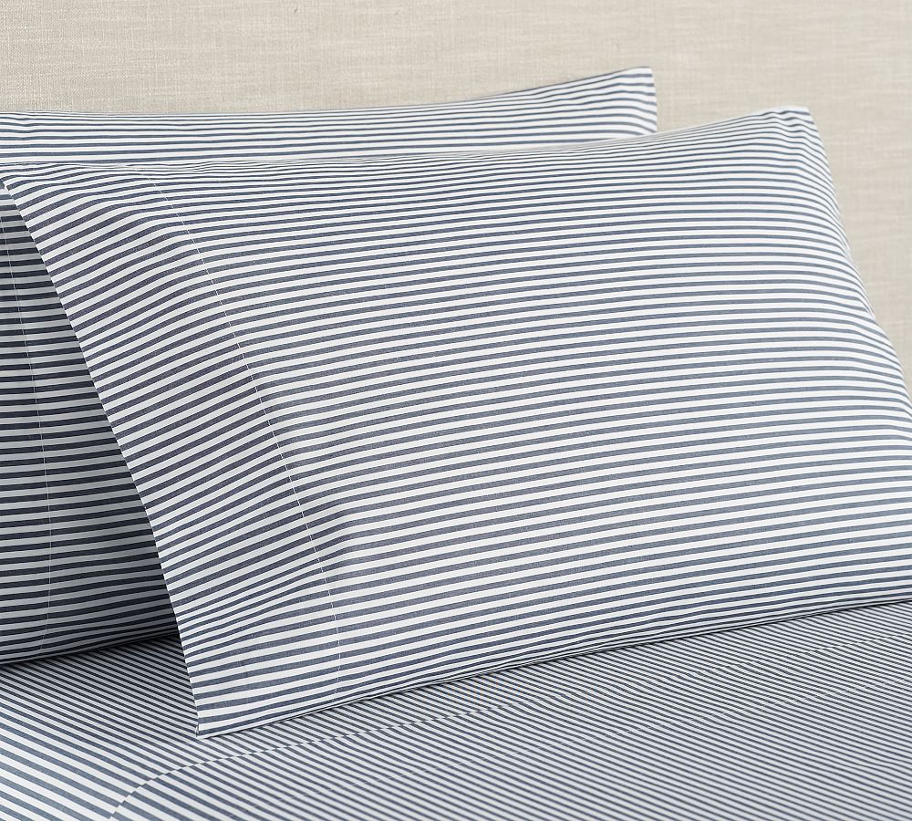Wheaton Stripe Organic Percale Sheet Set | Pottery Barn