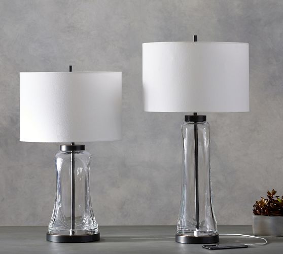 Berkeley Glass USB Table Lamp | Pottery Barn