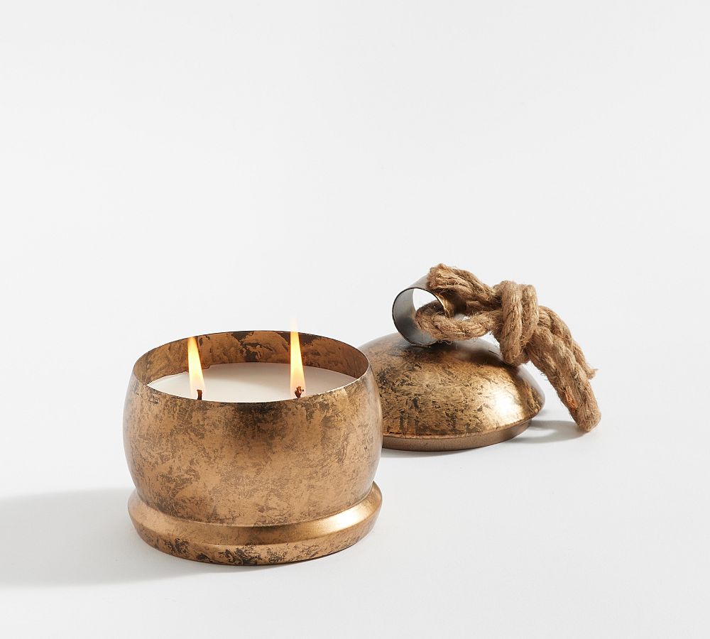 St. Jude Vintage Bell Candle - Winter Spruce | Pottery Barn