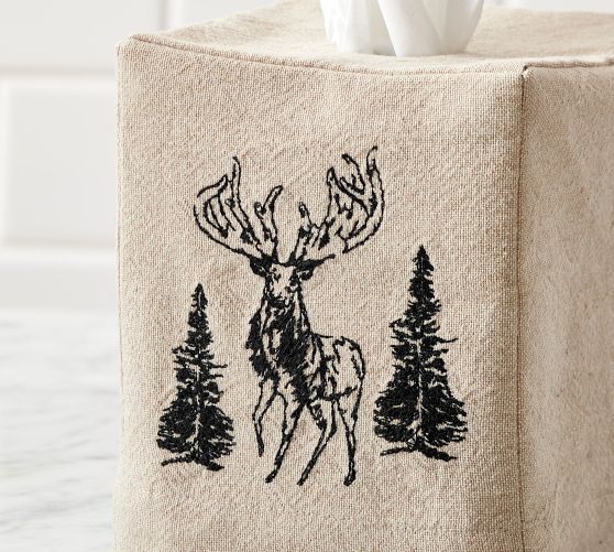 Rustic Forest Tissue Box Cover | Pottery Barn