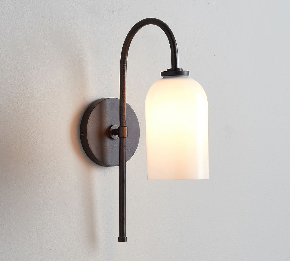 Claremont Milk Glass Cylinder Sconce | Pottery Barn