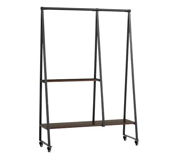 Hopper Metal 50" Rolling Rack with Storage Shelf | Pottery Barn