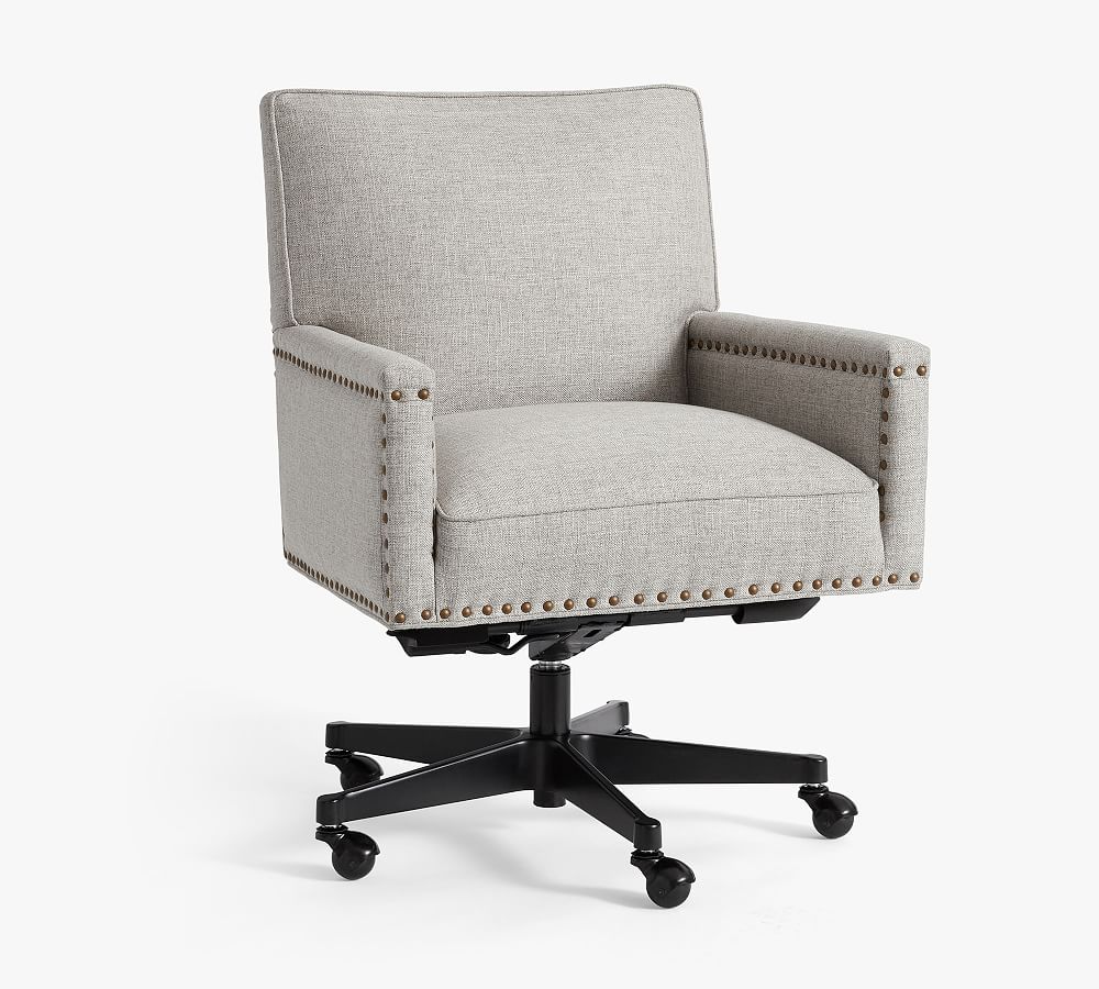 Tyler Upholstered Swivel Desk Chair | Pottery Barn
