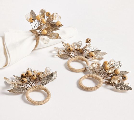 Rustic Leaf Napkin Rings - Set of 4 | Pottery Barn