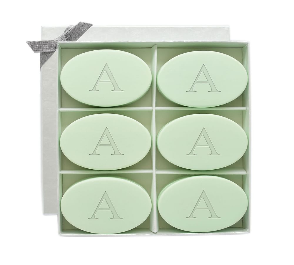 Monogrammed Green Tea + Bergamot Oval Soap Set | Pottery Barn