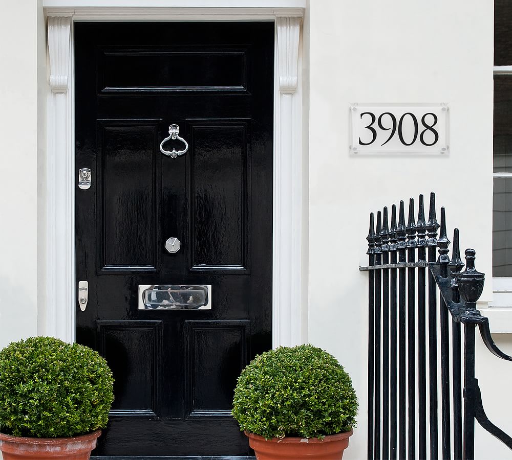 Frosted Beveled Crystal trajan Engraved Address Sign | Pottery Barn