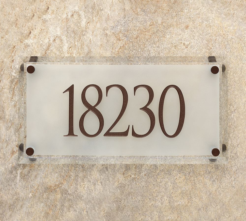 Frosted Beveled Crystal trajan Engraved Address Sign | Pottery Barn