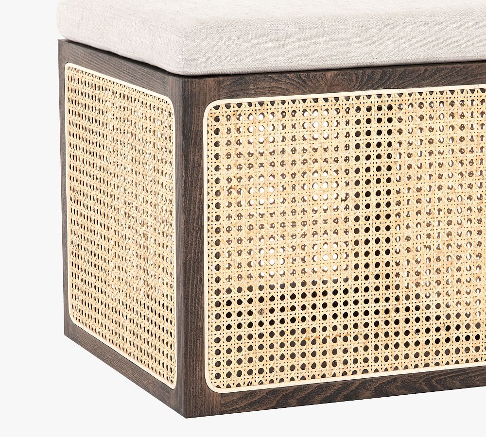 Tyrone Square Cane Ottoman | Pottery Barn