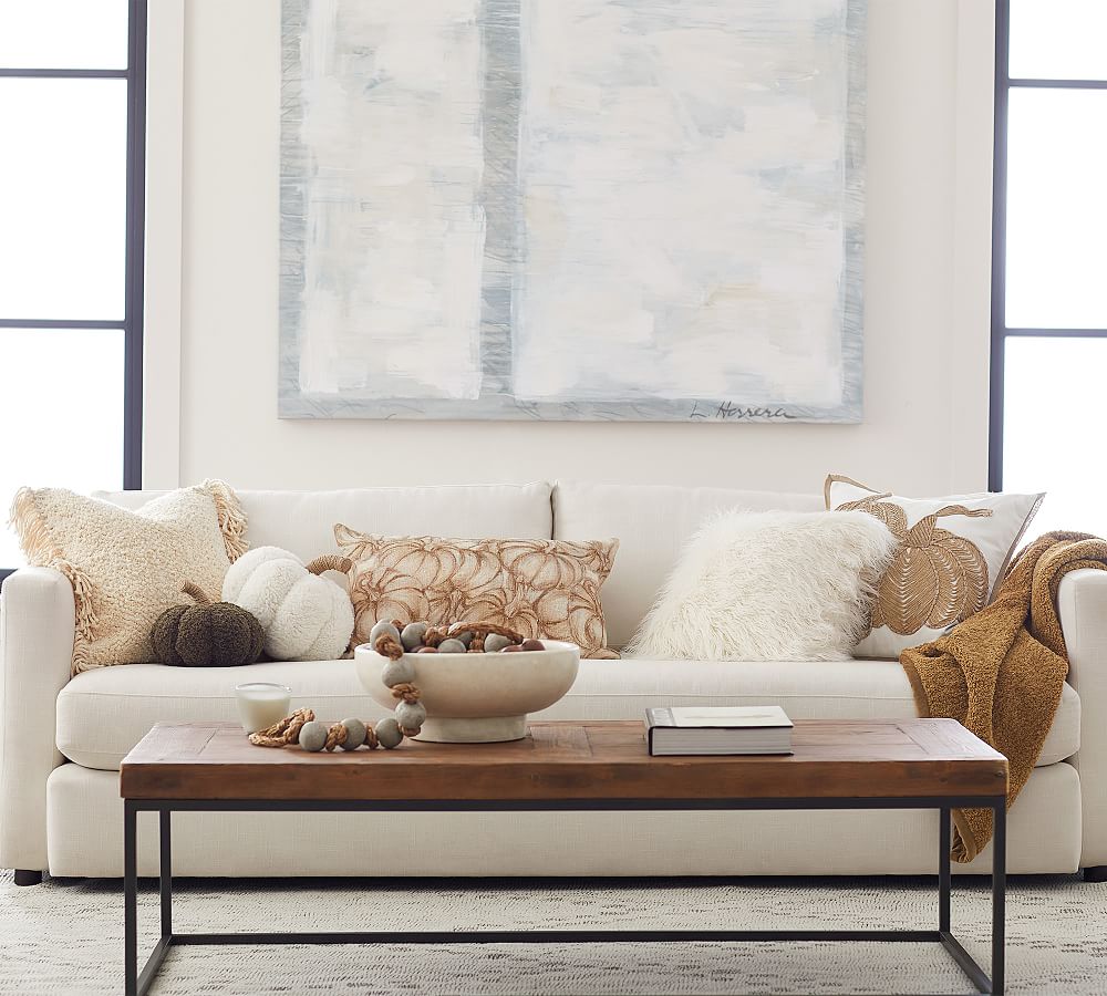 Textured Embroidered Pumpkin Pillow | Pottery Barn