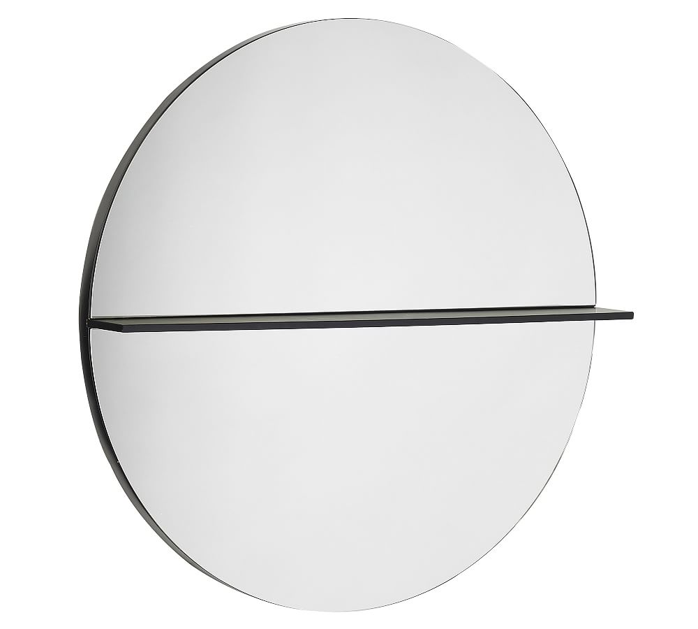 Romano Round Wall Mirror with Shelf - 36" | Pottery Barn