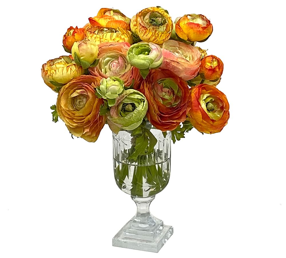 Faux Ranunculus Mix in Cut Vase | Pottery Barn