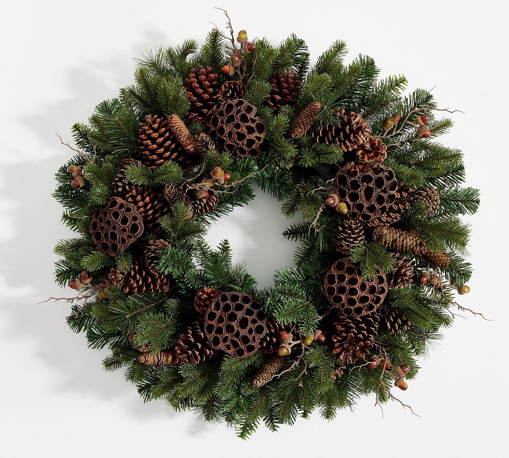 Pine & Lotus Pod Wreath & Garland | Pottery Barn