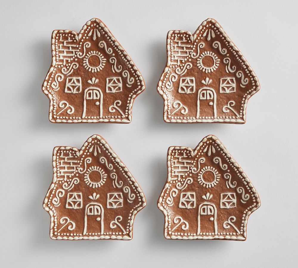 Gingerbread House Appetizer Plates - Set of 4 | Pottery Barn