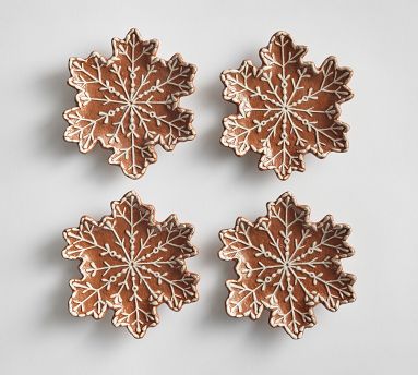Gingerbread Snowflake Appetizer Plates - Set of 4 | Pottery Barn