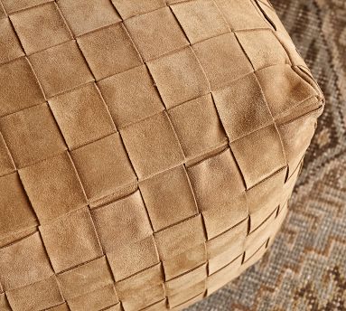 Suede Basketweave Pouf | Pottery Barn