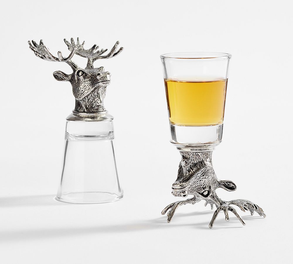 Figural Stag Shot Glasses - Set of 2 | Pottery Barn