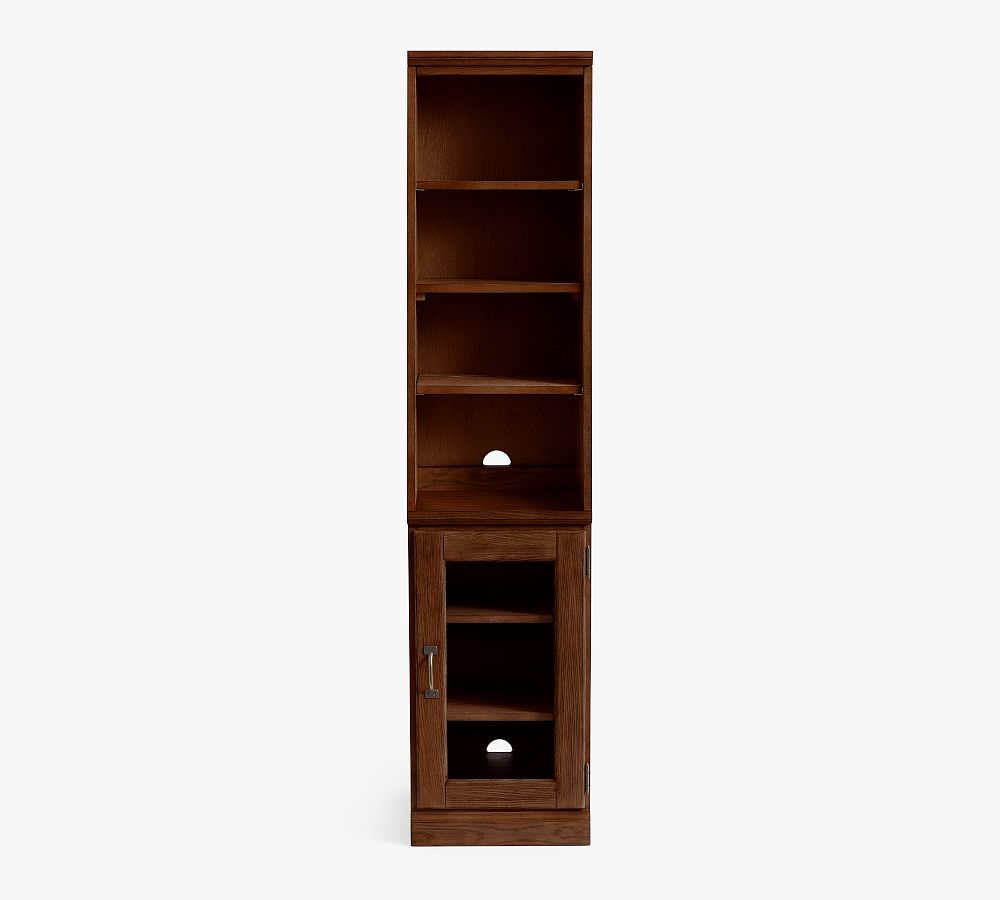 Printer's Narrow Bookcase with Bluff Cut Door Cabinet | Pottery Barn