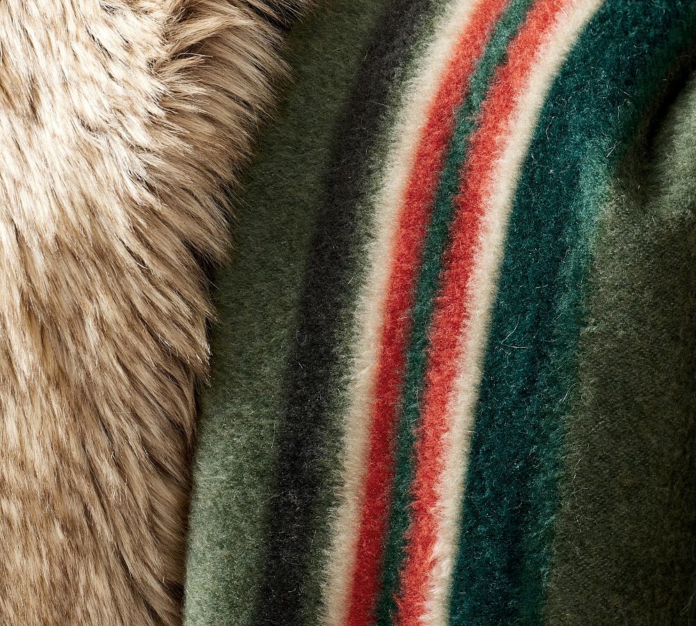 Pendleton® Yakima Faux Fur Back Stripe Throw | Pottery Barn