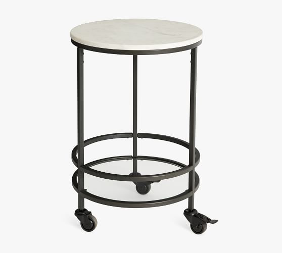 Delaney Round Marble Bar Cart | Pottery Barn