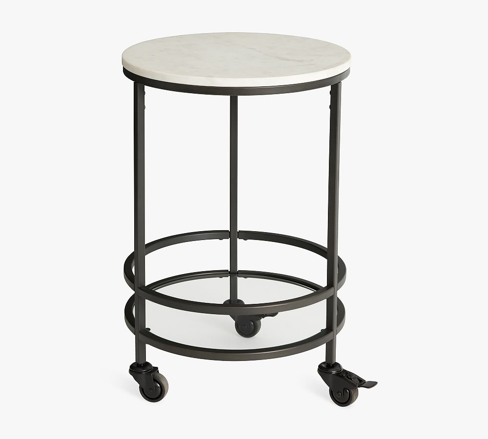 Delaney Round Marble Bar Cart | Pottery Barn