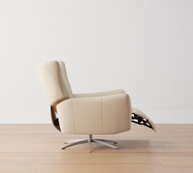 Wells Upholstered Tight Back Power Swivel Recliner | Pottery Barn