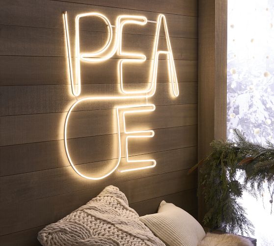 Light Up Peace Sentiment Wall Art | Pottery Barn