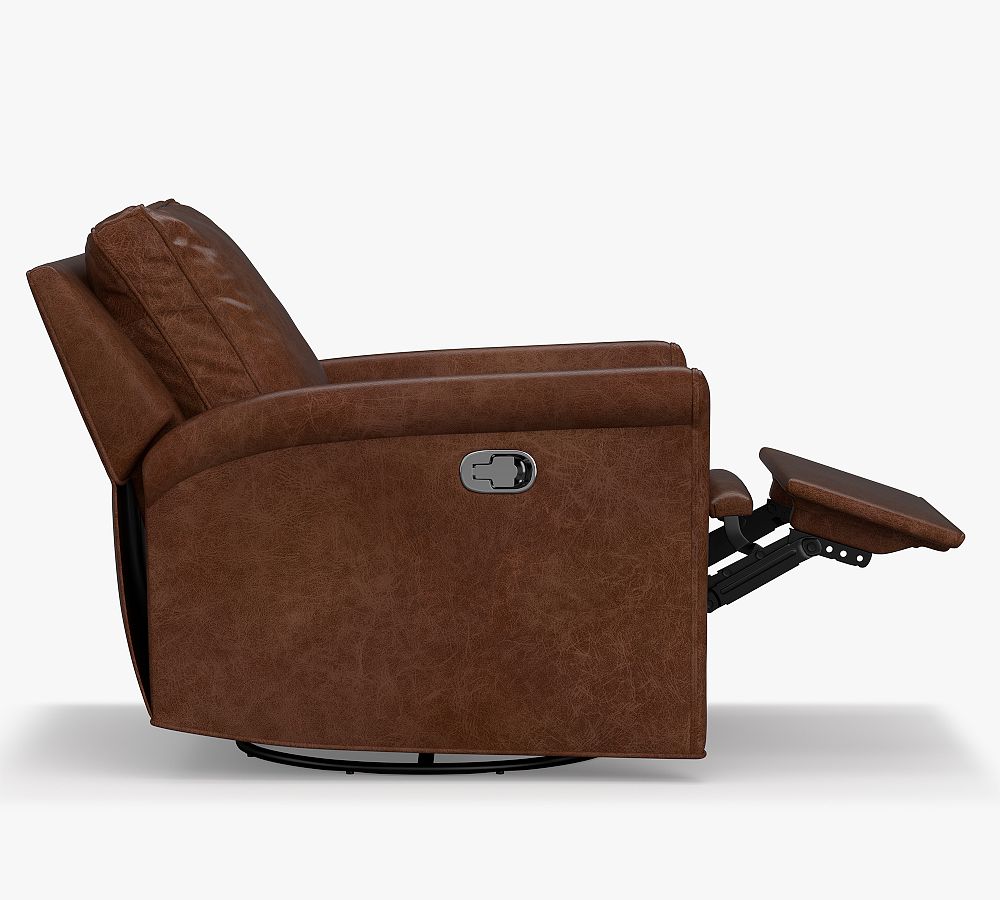 Tyler Roll Arm Leather Swivel Recliner | Pottery Barn
