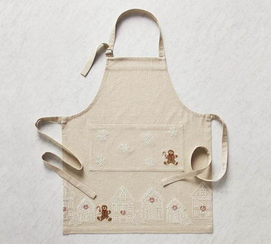 Gingerbread Village Embroidered Adult Apron | Pottery Barn