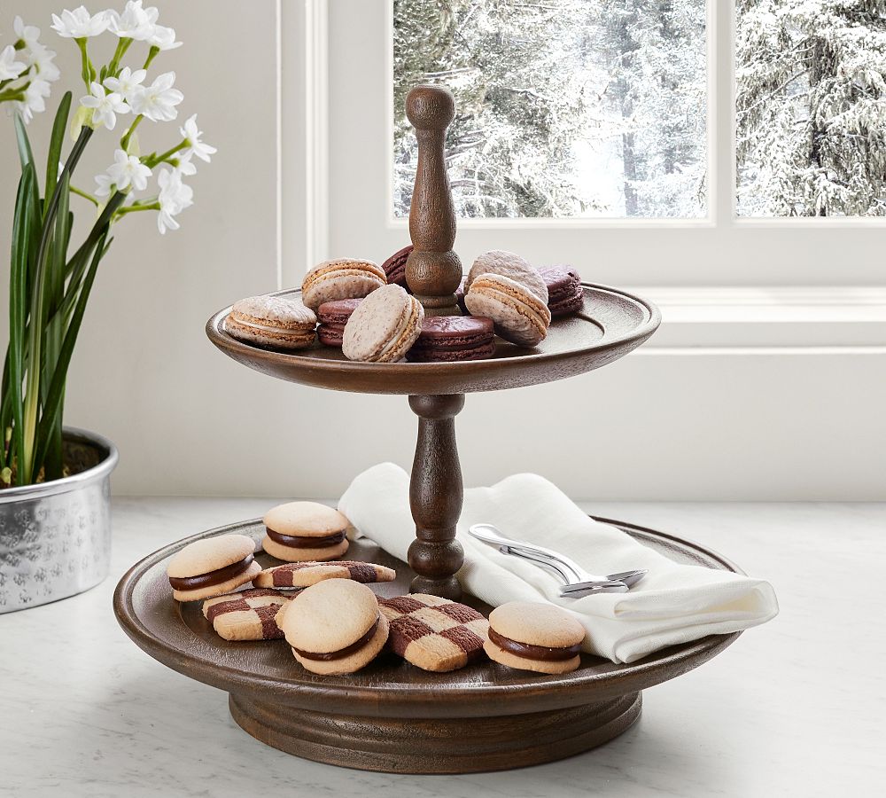 Turned Wood Tiered Stand | Pottery Barn