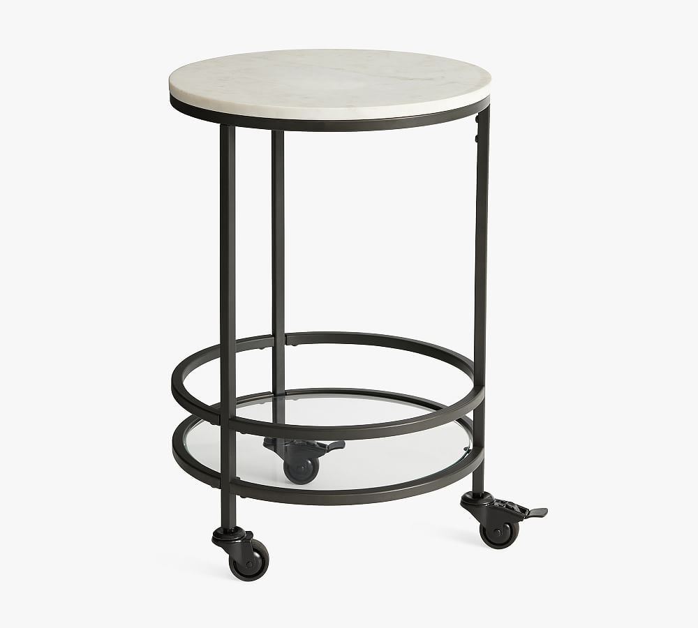 Delaney Round Marble Bar Cart | Pottery Barn