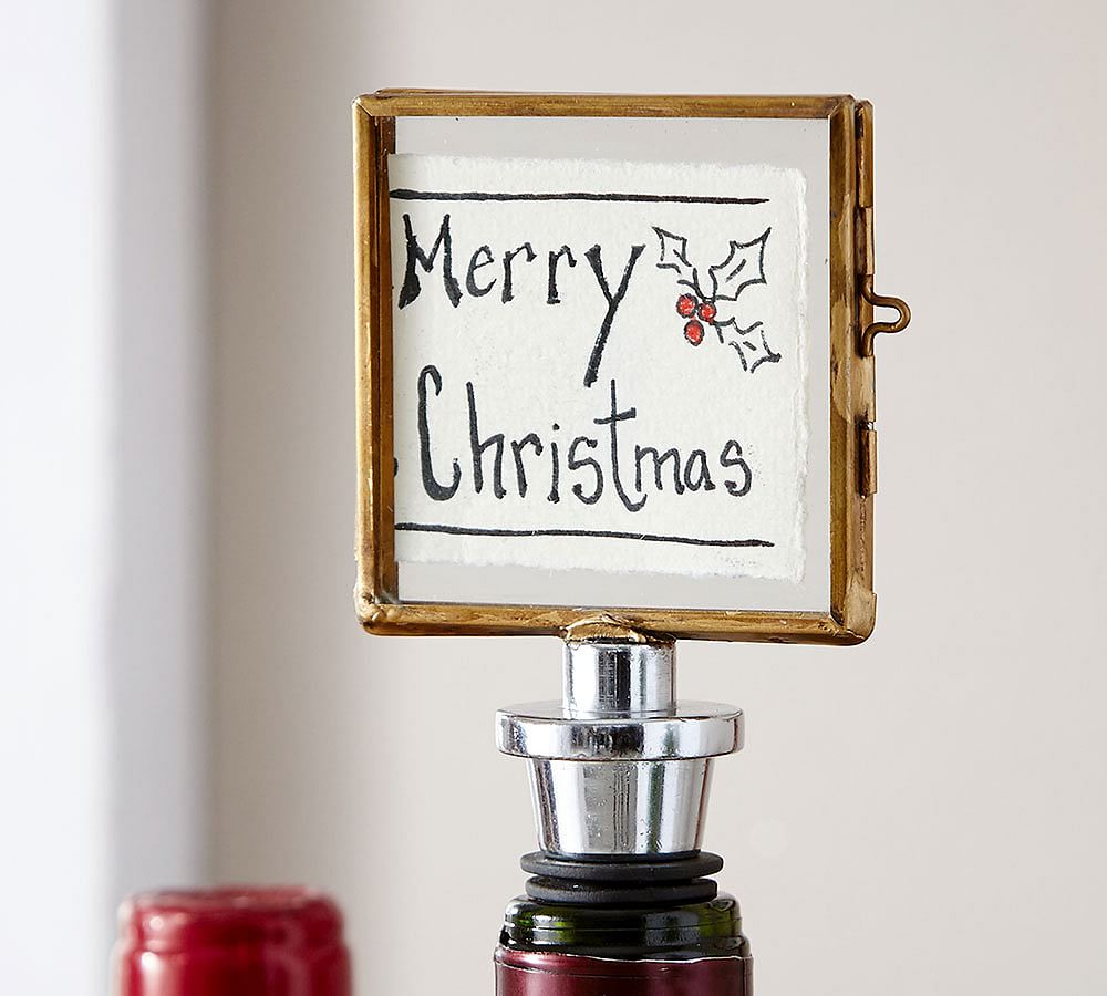 Personalized Gold Frame Bottle Stopper| Wine Accessories | Pottery Barn